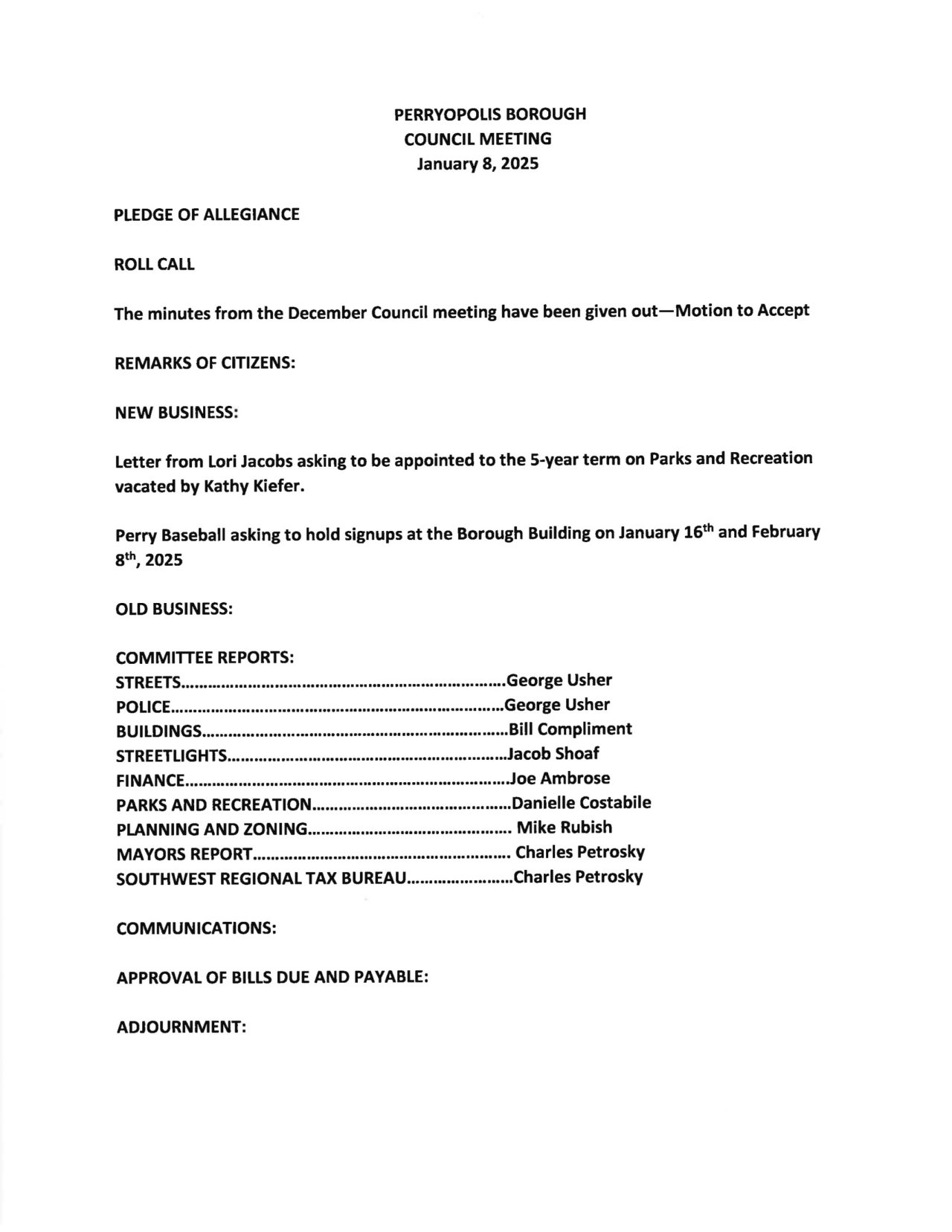 Public Information - Perryopolis Borough