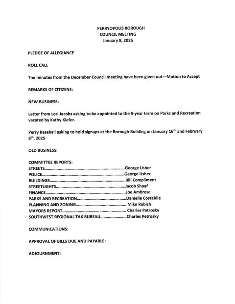 Public Information - Perryopolis Borough